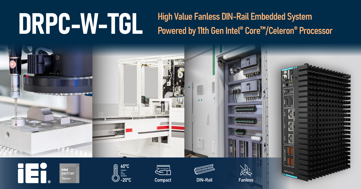 IEI DRPC-W-TGL DIN-Rail embedded system supports Tiger Lake 11 th Gen ...